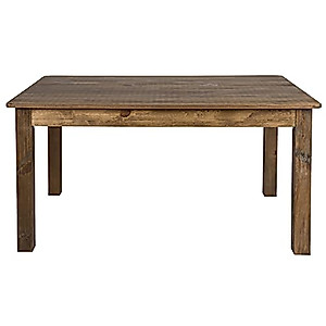 Flash Furniture 60" x 38" Rectangular Antique Rustic Solid Pine Farm Dining Table