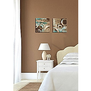 Decor Well Modern Abstract Teal and Brown Canvas Art Modern Prints Stretched for Home Decor