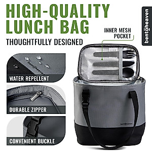 Insulated Lunch Tote for Work and School with Durable Materials, Variable Strap/Handler, Wide Opening - Cooler Lunch Bag for Women & Men - Fits All Bentoheaven Bento Lunch Boxes and Other Containers