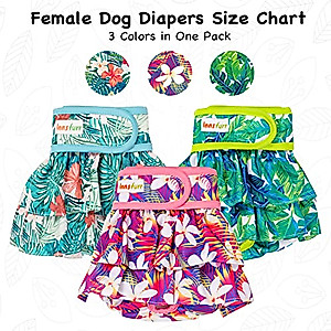 INNSFURR Dog Diapers Female for Heat Cycle Dog Period, Reusable Washable Dog Diapers (Pack of 3), Highly Absorbent with Strong & Flexible Velcro Medium (13”-19” Waist)