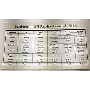 1992 P D US Mint set 10 Pieces comes in US mint Packaging Brilliant Uncirculated
