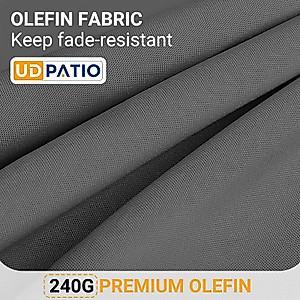 UDPATIO Aluminum Patio Furniture with Fire Pit Table, 4 Pieces Modern Aluminum Outdoor Sectional Conversation Set with Grey Cushion