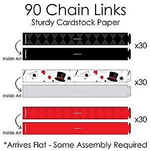 Big Dot of Happiness Ta-Da, Magic Show - 90 Chain Links and 30 Paper Tassels Decoration Kit - Magical Birthday Party Paper Chains Garland - 21 feet