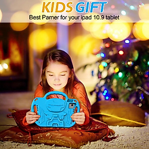 AVAWO Kids Case for iPad 10th 10.9 Inch 2022/iPad Air 6/5/4 2024 Generation Pro 12345- with Shoulder Strap/Handles/Adjustable Kickstand Light Weight Durable Cover for iPad 10 gen, Blue