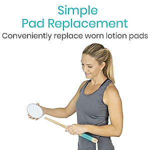 Vive Back Lotion Applicator Replacement Pads (6 Pack) - Long Reach Handle Loofah Sponge Shower Scrubber for Self Application - Body Bath Wash Brush for Skin Cream, Suntan, Tanning, Aloe - Men, Women