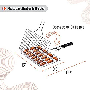 UNCO- Grill Basket, Stainless Steel, Fish Grill Baskets for Outdoor Grill, Vegetable Grill Basket, BBQ Grill Basket, BBQ Basket, Grilling Basket, Fish Basket for Grilling, Grill Accessories.