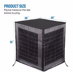 Joiish Air Conditioner Cover Full Mesh With Detachable Waterproof Top, Breathable & All Seasons, 28 x 28 x 32 Inch Outside Central AC Unit Protector Against Leaves, Weeds, Cottonwood and Debris