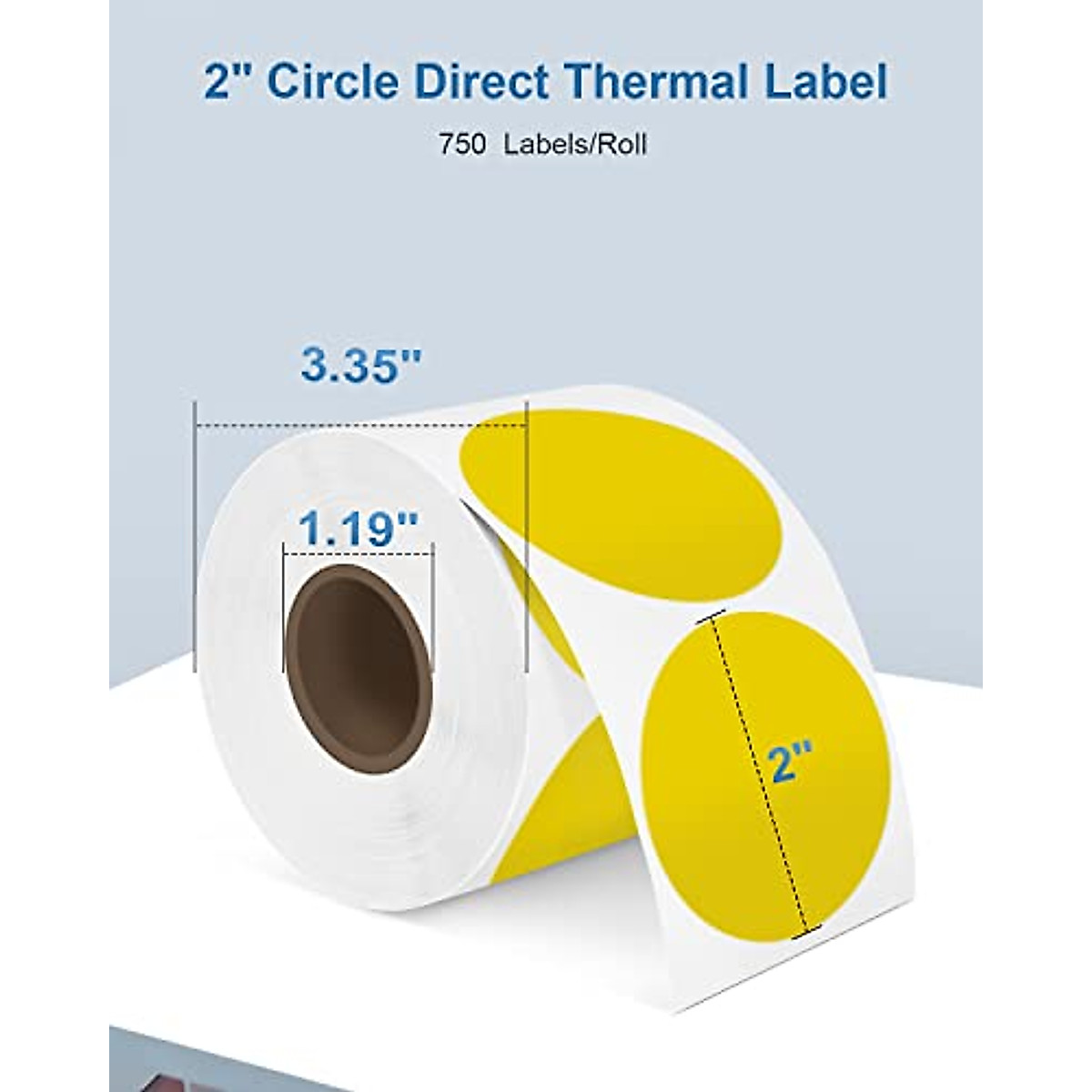 POLONO Label Printer, PL420 4x6 Thermal Printer, High-Speed Shipping Label Printer, Commercial Direct Thermal Printer, 2" Yellow Circle Thermal Sticker Labels, Self-Adhesive Stickers Labels