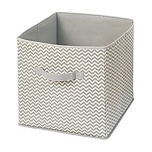 mDesign Soft Fabric Nursery/Playroom Closet Storage Organizer Bin Box with Front Handle for Cube Furniture Shelving Units - Holds Toys, Clothes, Diapers, Bibs - Spira Collection, 4 Pack, Taupe/Natural