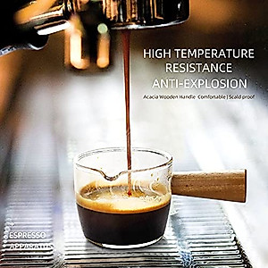 FENINCAFE Thickened Glass with Wooden Handle Espresso Cup Mini Milk Cup Espresso Cup (100ML)