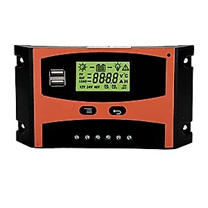 Solar Charge Controller-60A Solar Charge Controller, 12V/24V MPPT Solar Panel Controller Solar Panel Intelligent Regulator Auto Battery Controller with Dual USB Port and PWM LCD Display(60A)
