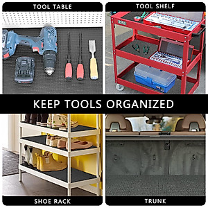 Foam Rubber Toolbox Shelf Liner Drawer Mat 1/8 Inch Thick X 16 Inch Wide X 16 Ft Long Black, No Slip for Protecting Cabinet, Garage, Cart, Tool Box