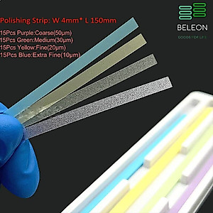 BELEON Dental Polishing Strips - Universal Kit 60pcs 4mm x 150mm - Tooth Polisher Dental File for Teeth Sanding Grinding Deep Teeth Cleaning Tool Tooth Polish Abrasive Strip Oral Care Cleaning Tool