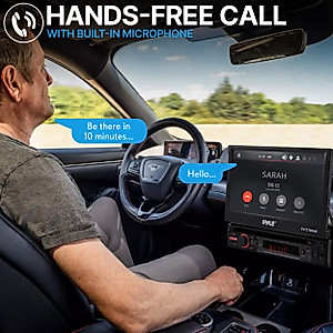 PyleUsa Car Stereo Video Receiver - Multimedia Player, BT Wireless Streaming, Hands-Free Talking, Motorized Fold-Out 7’’ Touchscreen Display, MP4/MP3/USB/SD/AM/FM Radio, Single DIN - PLTS73UB