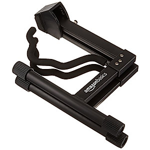 Amazon Basics Adjustable Guitar Folding A-Shape Frame Stand for Acoustic and Electric Guitars with Non-Slip Rubber and Soft Foam Arms, Fully Assembled, Black