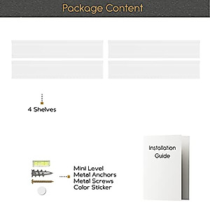 You Have Space Lagos 17" Kids Bookshelf, Picture Ledge Shelf for Living Room Decor, Office Decor and Farmhouse Kitchen Decor, White Set of 4