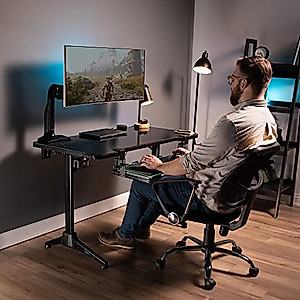 VIVO Height Adjustable Clamp and 12 inch Rail Set for DIY Custom Wooden Keyboard Trays (Tray Not Included), Under Desk Pull Out Slider Track with C-clamp Mount System, Black, MOUNT-RAIL02H