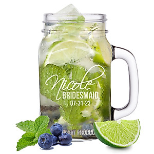 Bridesmaid Mason Jar Tumbler Cups - Custom Personalized for Wedding Bridal Party Mason Jars