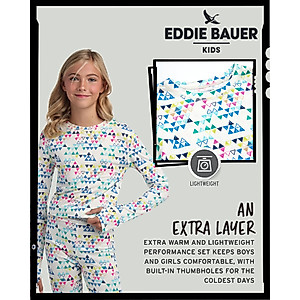 Eddie Bauer Thermal Underwear For Kids - 2 Piece Performance Base Layer Underwear Set For Boys and Girls (5-16), Size 7-8, Egret