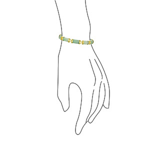 Asian Style Gemstone Genuine Light Green Jade Strand Contoured Tube Bar Link Bracelet For Women 14K Yellow Gold Plated .925 Sterling Silver 7.5 Inch
