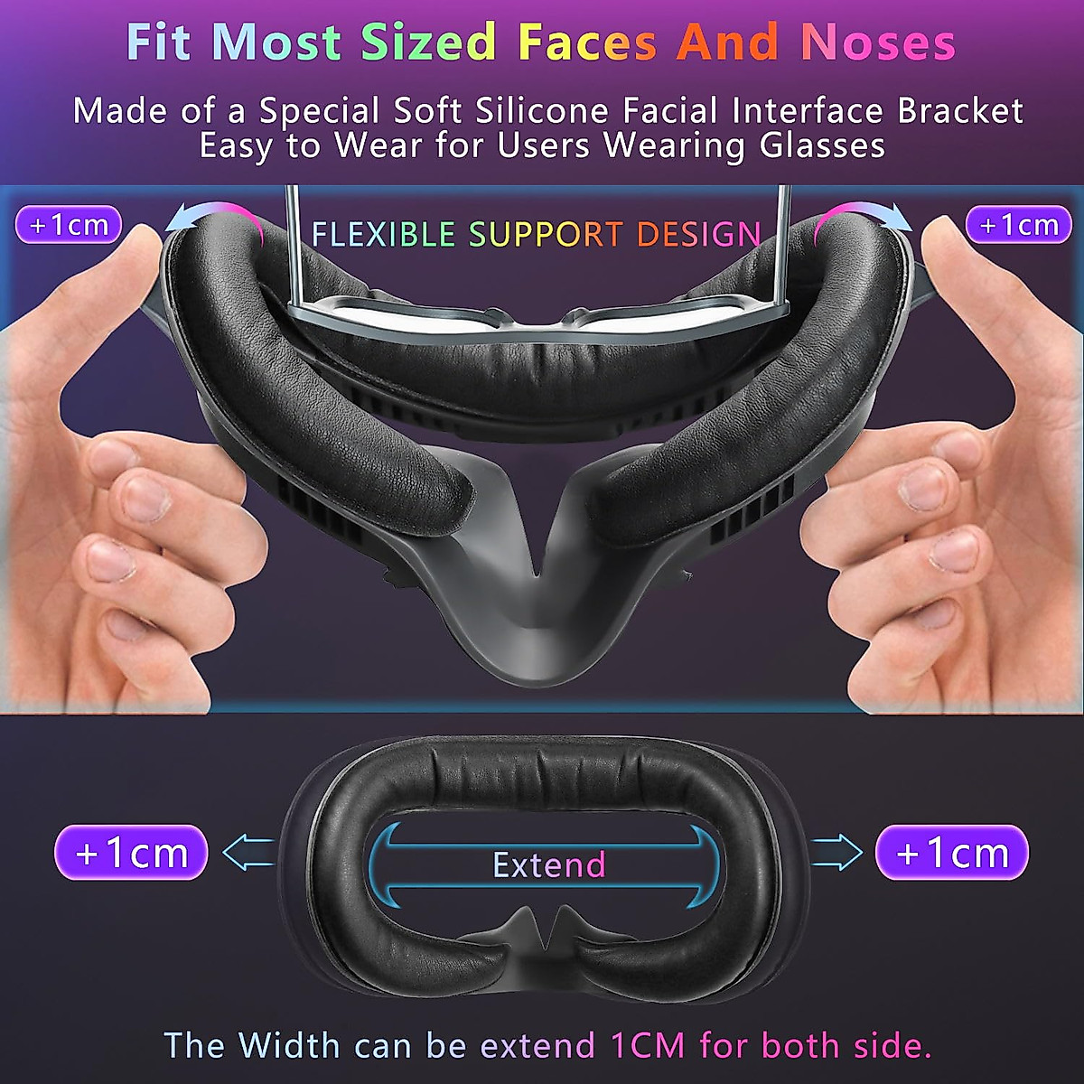 Face Pad & Face Cover Cushion Replacement Compatible with Oculus/Meta Quest 2 -VR Accessories Facial Interface Bracket Foam Soft Silicone & Comfortable Leather Sweat-Proof Anti-Leakage Nose Pad