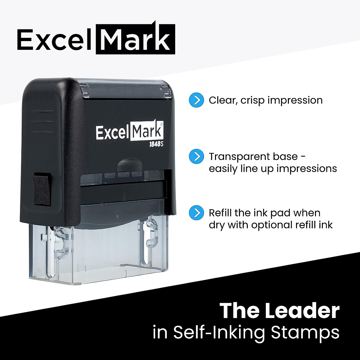Custom Self Inking Rubber Stamp - Up to 4 Lines - with Refill Ink (A1848)