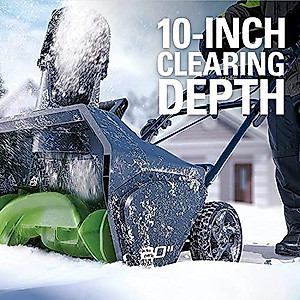 Greenworks Pro 80V 20 inch Snow Thrower with 2Ah Battery and Charger with Greenworks Pro 80V 4Ah Lithium Ion Battery GBA80400