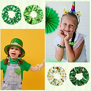 24 Pieces St. Patrick's Day Scrunchies Hair Ties Shamrock Hair Scrunchies Hat Rainbow Hair Scrunchy Elastic Hair Band Hair Rope for St. Patrick's Day Decoration Women Girls, 12 Styles