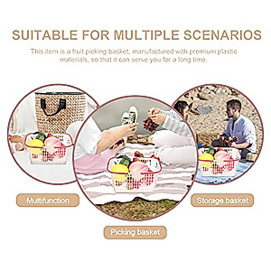 Yardwe Plastic Fruits Picking Baskets 5pcs Kitchen Plastic Baskets with Handle Mini Shopping Basket Decorative Basket Fruit Picking Basket for Vegetables Garden Gathering