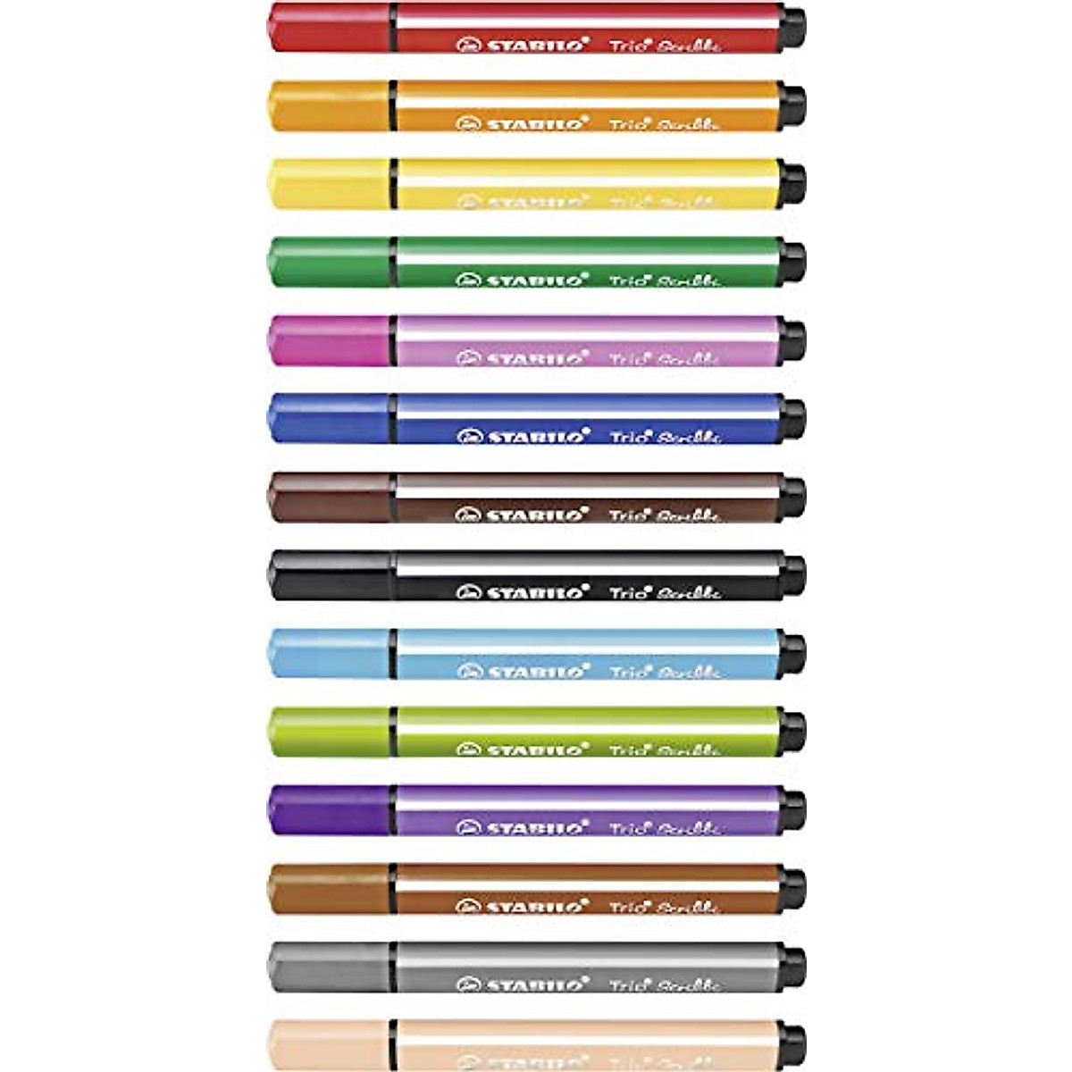 STABILO Trio Scribbi Triangular Felt Tip Pen - Assorted Colours (Pack of 14)