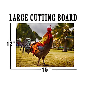 Farm Animal Rooster Barnyard Kitchen Glass Cutting Board Barn Decorative Gift Farmhouse Ranch Design