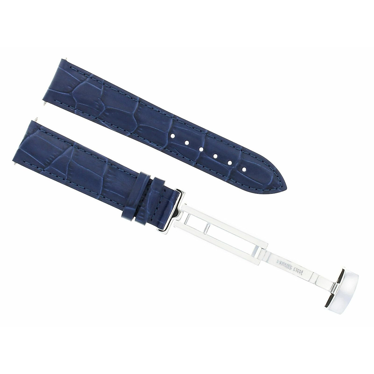 Ewatchparts 22MM LEATHER WATCH STRAP BAND COMPATIBLE WITH IWC PILOT PORTUGUESE + DEPLOYMENT CLASP BLUE