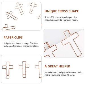 TOYANDONA 12pcs Cross Paper Clips Bible Paper Clips Journaling Items Clamps Christian Bible Study Supplies Metal Bookmark Memo Clip for Office School Religious Gift