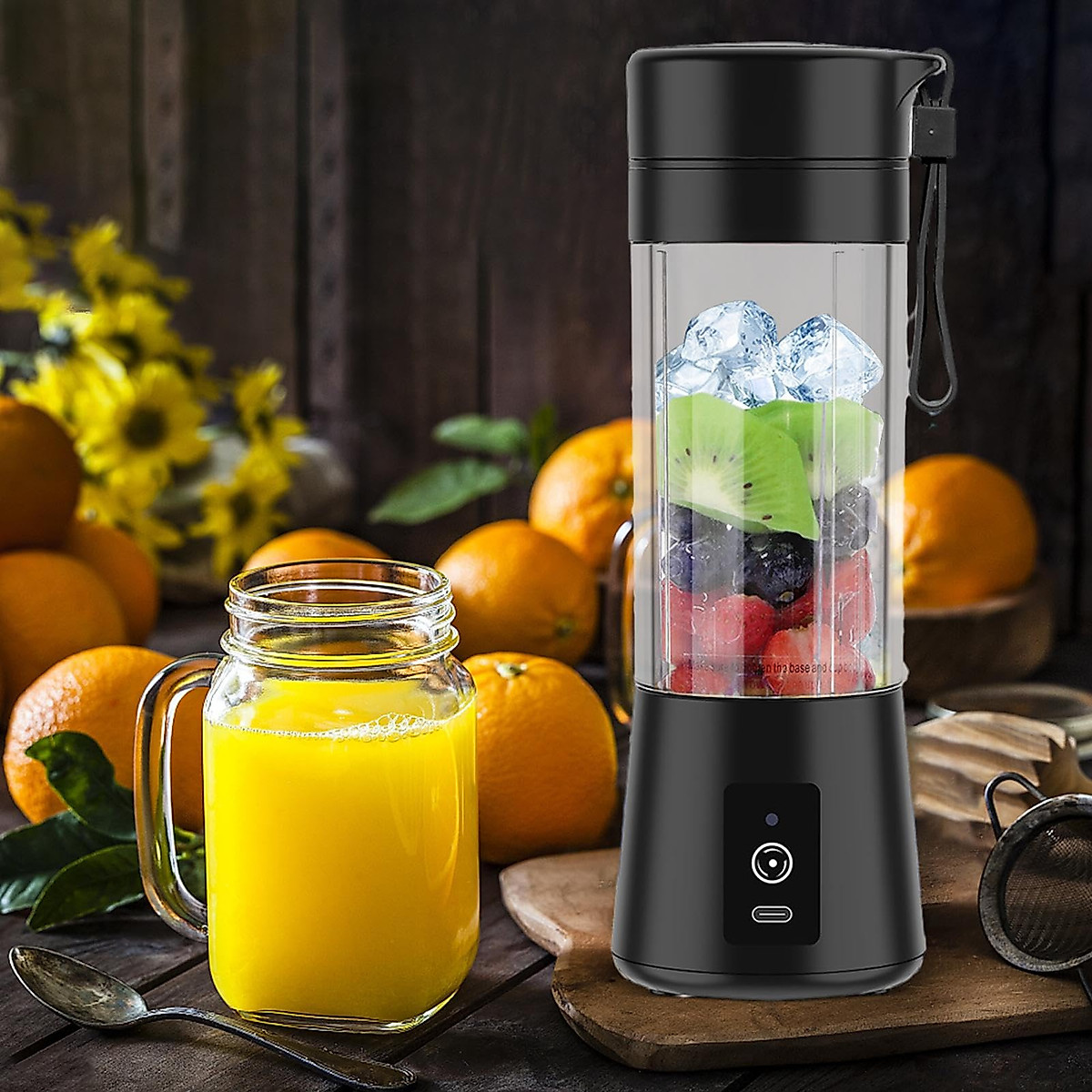 Juicer Machines, Personal Size Blender Juicer Machines, Portable Blender Juicer Machine, USB Rechargeable Fruits Mixer, Mini Travel Fruit Juicer, Electric Smoothie Blender Maker For Fruit Shakes