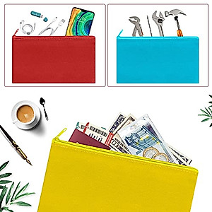 Sinzip 12 Pieces Cotton Canvas Makeup Bag, Multipurpose Cosmetic Bag with Zipper Travel Toiletry Pouch, Blank DIY Craft Bag Pencil Bag (Multicolored A, M)