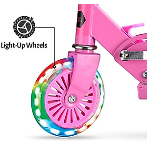 Scooters for Kids 2 Wheel Folding Kick Scooter for Girls Boys Ages 3+ to Teen, fold-to-Carry, Lightweight, Portable Scooter with Motion-Activated Light-up Wheels, and Adjustable Handlebars
