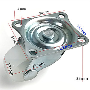 Caster Wheels Set Universal Swivel Casters 1" Furniture Wheel Castor White PP Nylon Dual Roller Wheel for Platform Trolley Chair Fixed Swivel Heavy Duty Casters