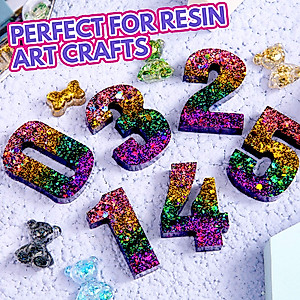 Holographic Chunky Glitter, 15 Colors Craft Glitter for Resin, with 5PCS Mixing Spoon, LEOBRO Cosmetic Glitter for Nail Body Eye Face, Resin Glitter Flakes Sequins for Tumbler Jewelry Crafts Making