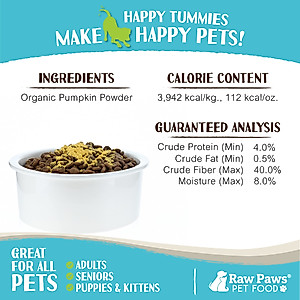 Raw Paws Boost Pet Food Topper Organic Pumpkin Powder, 3-oz - Made in USA - Grain-Free Dog Toppers for Dry Food - Anti Scoot Powder Pumpkin for Dogs - Vegan Dog Food Gravy - Dog Meal Toppers for Dogs
