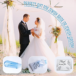 Jewish Wedding Chuppah Breaking Glass, Wedding Gifts for Couples, Jewish Gift for Wedding Engagement Marriage Anniversary, Blue Glass Vessel for Groom with Drawstring Bag and Card