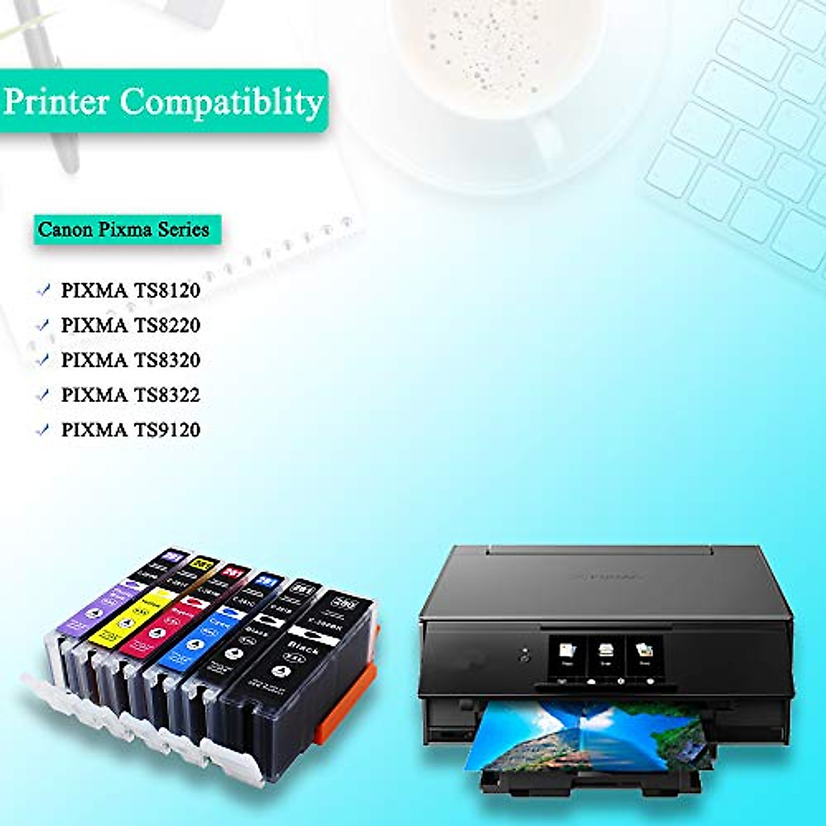 HIINK Compatible Ink Replacement for 280 281 Ink Cartridge for Canon Printer PIXMA TS8120 PIXMA TS8220 PIXMA TS8320 PIXMA TS9120 (6 Pack)