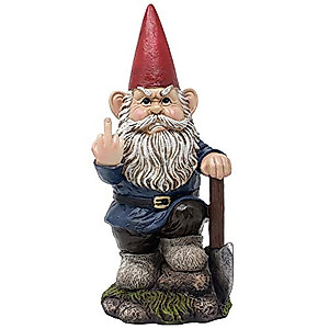 Home 'n Gifts Whimsical Gnome Flipping Off Middle Finger Mini Statue for Outdoor Garden Decor Sculptures As Funny Yard Decorations Or Unique Gifts for Gardeners