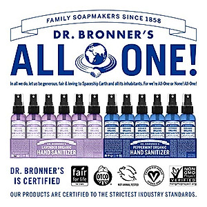 Dr. Bronner's - Organic Hand Sanitizer Spray (Peppermint, 2 Ounce, 12-Pack) - Simple & Effective Formula, Cleanses & Sanitizes, No Harsh Chemicals, Moisturizes & Cleans Hands