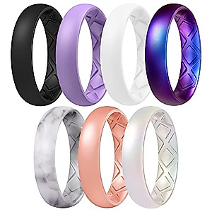 MIROMIHO Women Silicone Wedding Ring Inner Arc Ergonomic Breathable Design Rubber Wedding Band 5.5mm Wide 2mm Thick Rubber Rings for Women
