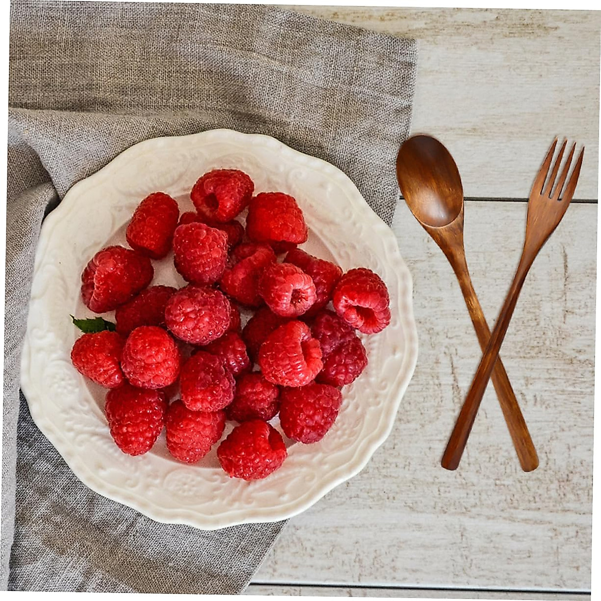 Abaodam 1 Set Wooden Fork and Spoon Wooden Forks Cake Spoon Wooden Spoons for Eating Wooden Food Spoon Wooden Teaspoons Mini Cake Forks Dessert Spoon Ice Cream Spoon Human Body Fruit