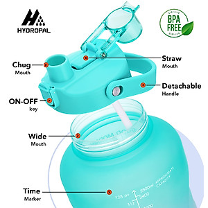 HydroPal Water Bottles with Straw, 128 oz Gallon Water Bottle Water Jug BPA Free Leak-proof Sports Bottle with Times to Drink Perfect for Fitness Gym Camping Outdoor (128OZ Fantasy Forest)