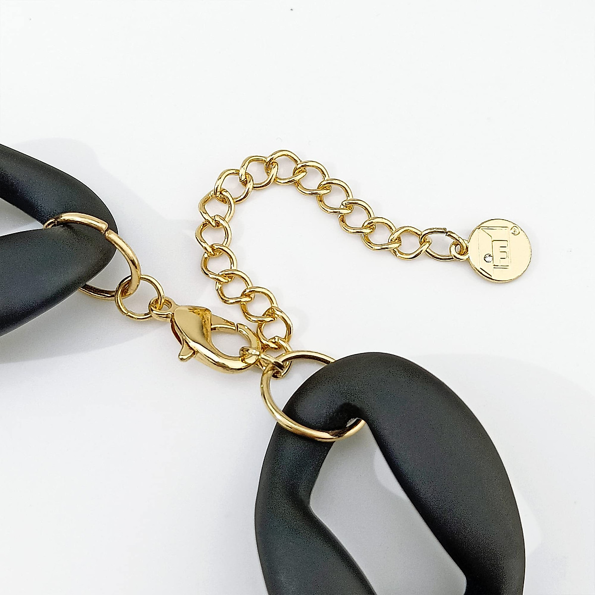 Firstmeet Chunky Acrylic Necklace Smooth Chain Link Cool Statement Choker Cuban Style Jewelry Gift for Women(XL-1118-Black matte)