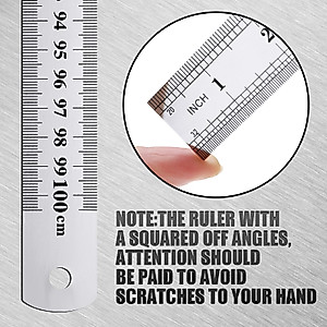 6 Pieces Large Stainless Steel Ruler Metal Yard Stick Rule Measuring 1 Meter 40 Inch/ 100 cm 24 Inch/ 60 cm Measure Straight Edge (40 Inch)