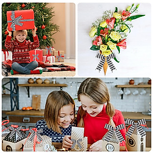 3 Rolls Black White Checkered Grosgrain Ribbon,Plaid Buffalo Ribbon Gift Packaging Ribbon,Crafts Racing Car Theme Printed Checkered Ribbon, for Bow,Xmas Fall Tree Wrapping,DIY Wreath Decorations