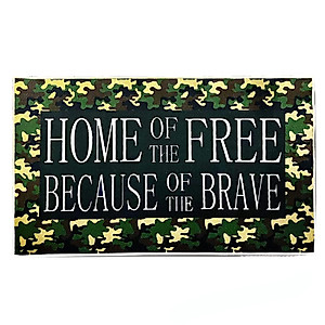 DodelyGz American Flag Ptriotic Soldier Free&Brave Doormat,Patriotic Holiday Memorial Day 4th of July Veterans Day Indoor Outdoor Home Garden Decorative Welcome Sign18 x 30 Inch